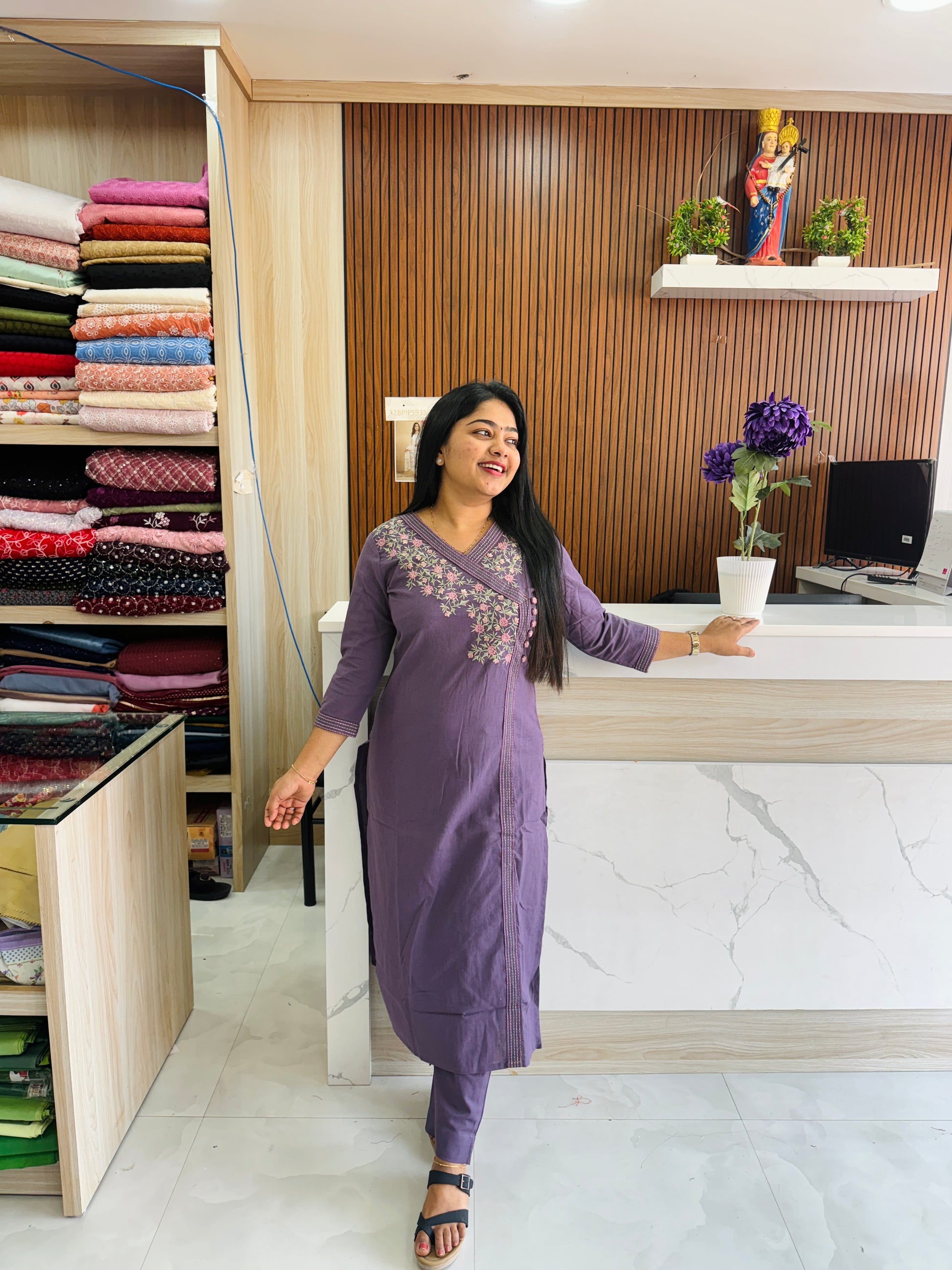 Angrakh style Flex Cotton 2 piece Co-ord Set with Thread work A 1730 ...
