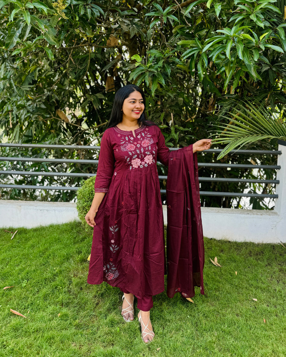 Maroon Color Mul Cotton Embroidered 3-Piece Set A1656 – Hand Picked By ...